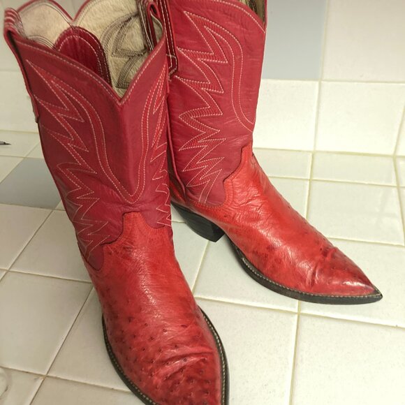 Custom handmade in Texas | Shoes | Handmade Custom Red Pointy Ostrich ...